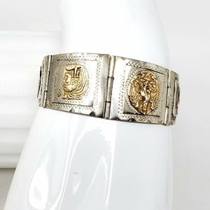 Antique | Jewelry | Vtg Sterling Silver Mexico Hinged Aztec Bracelet ...